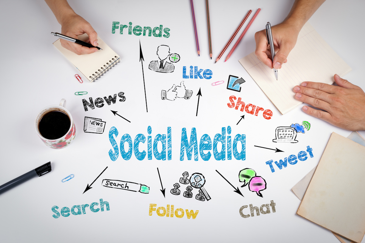 Social Media Concept. The meeting at the white office table - LogoMakr